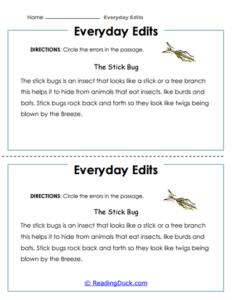 Everyday Edits Worksheets | Writing Series | Reading Duck.com