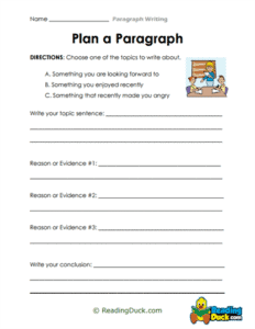 Paragraph Writing Worksheets | Writing Series | Reading Duck.com