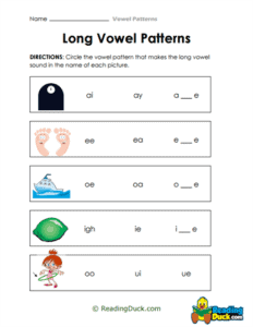 Vowel Patterns Worksheets | Phonics Skills | Reading Duck.com
