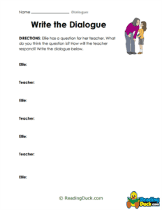 Dialogue Worksheets | Reading Skills | Reading Duck.com