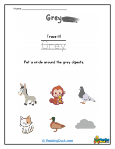 Color Grey Worksheets | Reading Duck.com