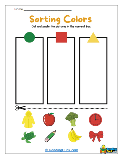 Sort and Match Colors Worksheets | Reading Duck.com
