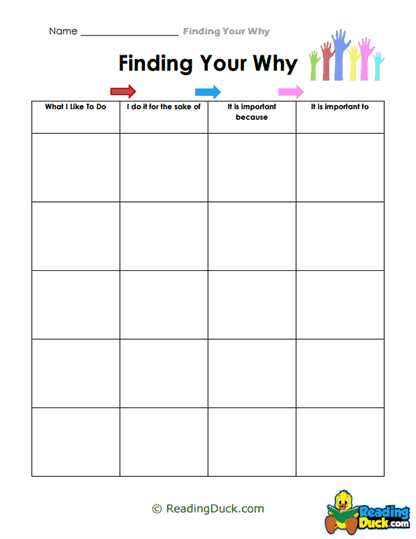 Find Your Why Worksheets | Reading Duck.com