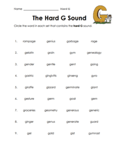 Hard G Worksheets | Phonics Skills | Reading Duck.com