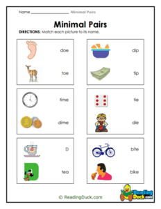 Minimal Pairs Worksheets | Phonics Skills | Reading Duck.com