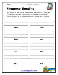 Phoneme Blending Worksheets | Phonics Skills | Reading Duck.com