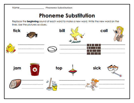 Phoneme Substitution Worksheets | Phonics Skills | Reading Duck.com