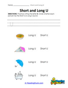 Short and Long U Worksheets | Phonics Skills | Reading Duck.com