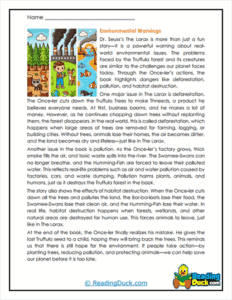 The Lorax Worksheets - Reading Duck.com