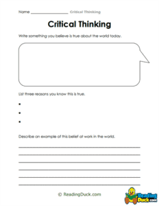 Critical Thinking Worksheets | Reading Skills | Reading Duck.com