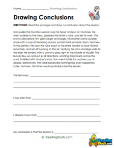 Drawing Conclusions Worksheets | Reading Duck.com