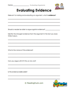 Evaluating Arguments Worksheets | Reading | Reading Duck.com
