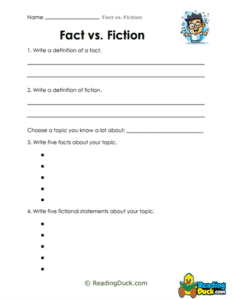Fact vs Fiction Worksheets | Reading Duck.com