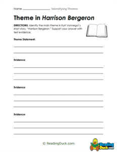 Identifying Themes Worksheets | Reading Skills | Reading Duck.com