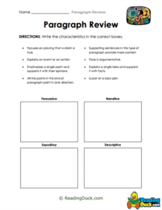 Paragraph Review Worksheets | Reading Duck.com