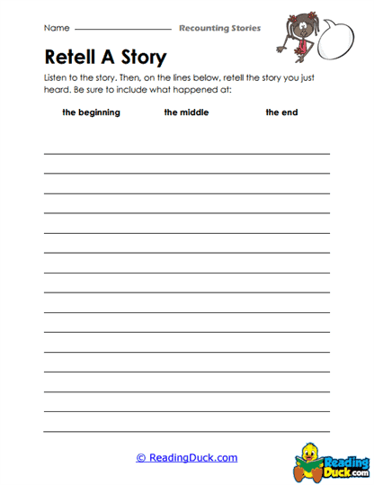 Recounting Stories Worksheets | Reading Skills | Reading Duck.com