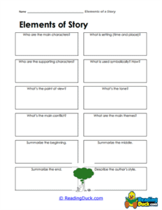 Story Elements Worksheets | Reading Skills | Reading Duck.com