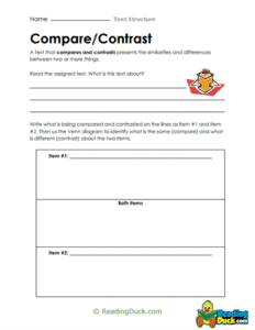 Text Structure Worksheets | Reading Skills | Reading Duck.com