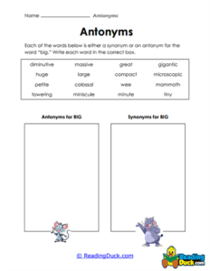 Antonym Worksheets