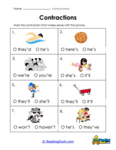 Contraction Worksheets | Grammar Skills | Reading Duck.com