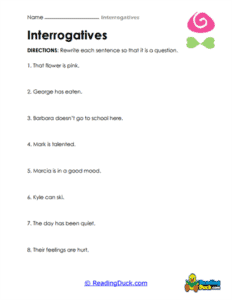 Interrogative Worksheets | Reading Duck.com