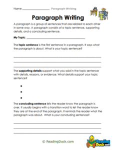 Paragraph Writing Worksheets | Writing Series | Reading Duck.com