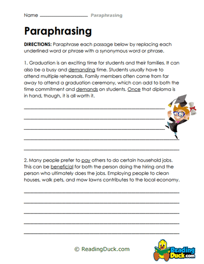 Paraphrasing Practice Worksheet Paraphrasing For Upper Intermediate
