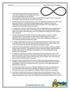 Estimation Word Problem Worksheets | Reading Duck.com