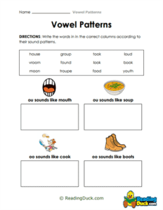 Vowel Patterns Worksheets | Phonics Skills | Reading Duck.com