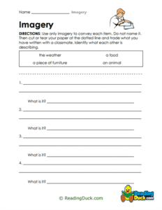 Imagery Worksheets | Language Arts Skills | Reading Duck.com