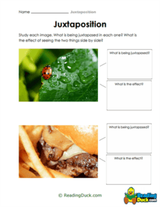 Juxtaposition Worksheets | Literary Devices | Reading Duck.com