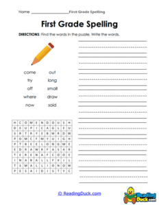 1st Grade Spelling Worksheets | Reading Duck.com