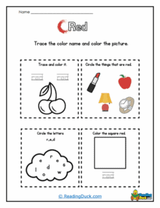 Color Red Worksheets | Reading Duck.com