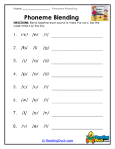 Phoneme Blending Worksheets | Phonics Skills | Reading Duck.com