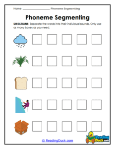 Phoneme Segmenting Worksheets | Phonics Skills | Reading Duck.com