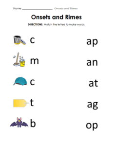Onsets and Rimes Worksheets | Phonics Skills | Reading Duck.com