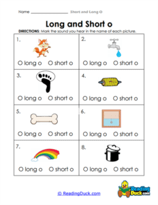 Short and Long O Worksheets | Phonics Skills | Reading Duck.com