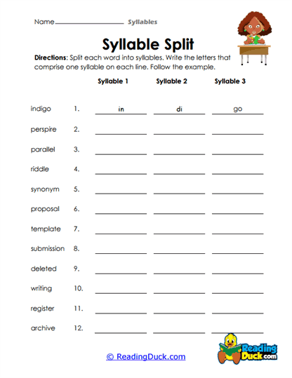 Syllable Worksheets | Phonics Skills | Reading Duck.com