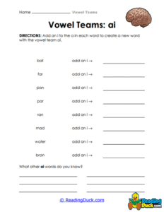 Vowel Teams Worksheets | Phonics Skills | Reading Duck.com