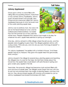 Tall Tales Reading Worksheets