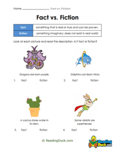 Fact vs Fiction Worksheets | Reading Skills | Reading Duck.com