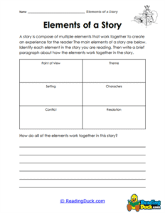 Story Elements Worksheets | Reading Skills | Reading Duck.com
