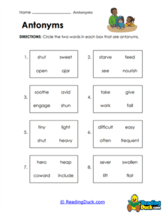 Antonym Worksheets