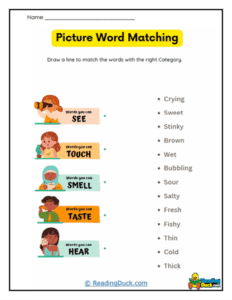 Match Words to Pictures Worksheets | Print Concept | Reading Duck.com