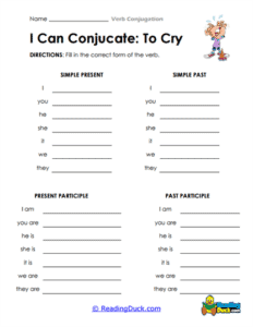 Verb Conjugation Worksheets | Grammar Skills | Reading Duck.com