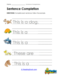 Sentence Completion Worksheets