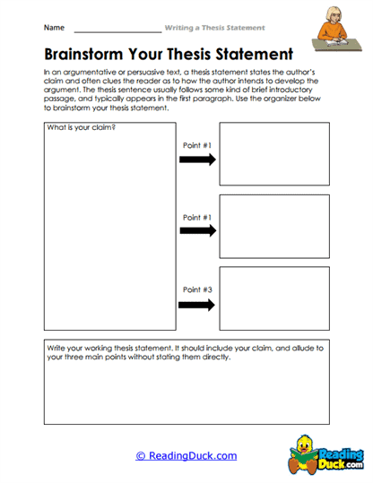 Writing a Thesis Statement Worksheets | Reading Duck.com
