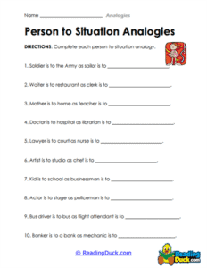 Analogy Worksheets | Vocabulary Skills | Reading Duck.com