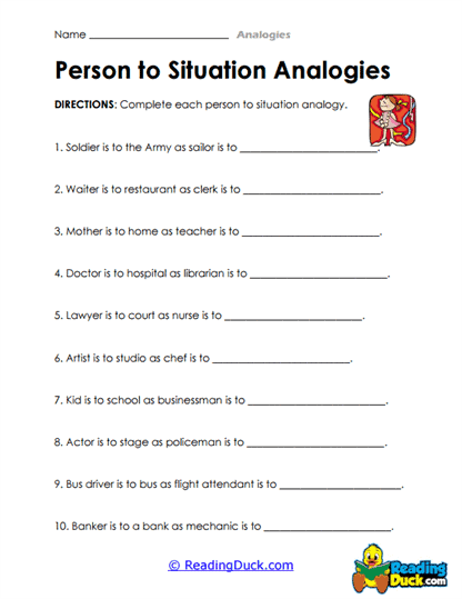 Analogy Worksheets | Vocabulary Skills | Reading Duck.com
