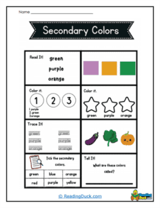 Secondary Colors Worksheets | Reading Duck.com